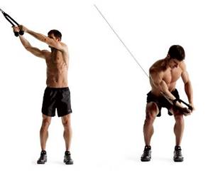 Lumberjack exercise on a block, with a kettlebell and a dumbbell ...