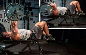 French bench press, standing and sitting: technique with barbell and ...