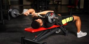 French bench press, standing and sitting: technique with barbell and ...